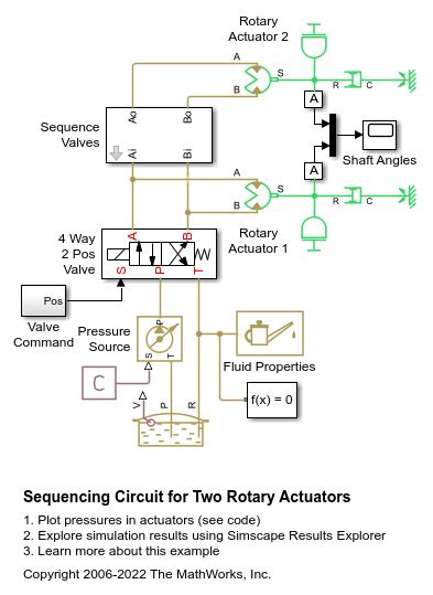 sequencing circuit for two rotary actuators matlab and simulink
