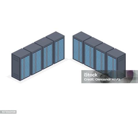 Ruang Server Isometrik Dan Konsep Pemrosesan Big Data Pusat Data Dan Ikon Basis Data Teknologi
