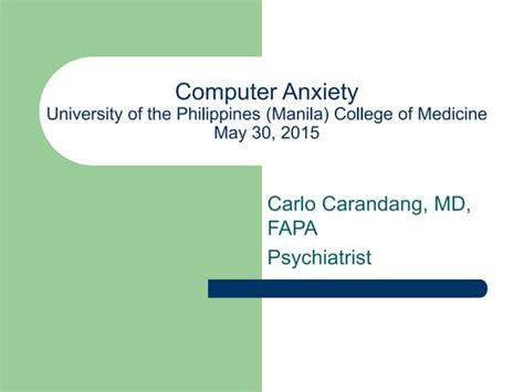 Computer Anxiety Pptx Brain And Nervous System Disorders Diseases And Conditions