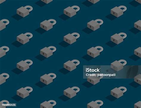 복사 공간 벡터 Eps 10 파란색 배경에 격리 된 암호 잠금 잠금 개념 포스터 및 배너 디자인 그림 잠금 3d 아이소메트릭 원활한 패턴 0명에 대한 스톡 벡터 아트 및