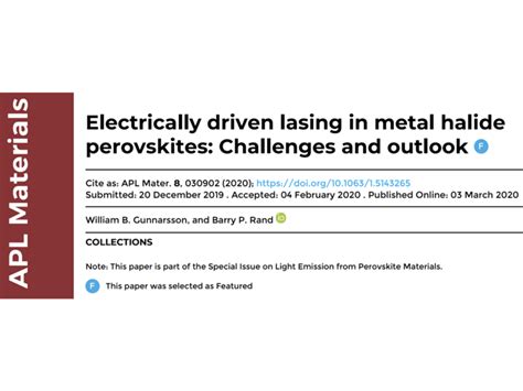 Electrically Driven Lasing In Metal Halide Perovskites Challenges And Outlook” Wb