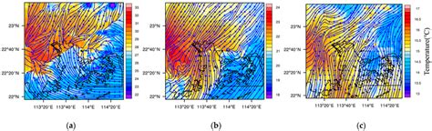 The Wind Streamlines And Temperature Field At 1800 From The Wrf Model Download Scientific