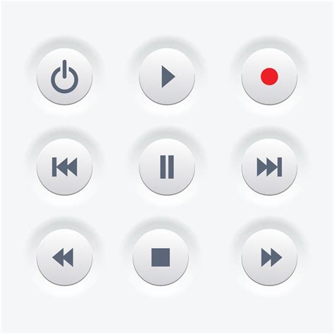 Media Player Control White Round Buttons Ui Icon Set Vector Art At Vecteezy