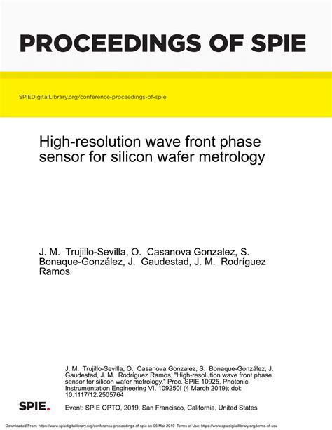 Pdf High Resolution Wave Front Phase Sensor For Silicon Wafer Metrology