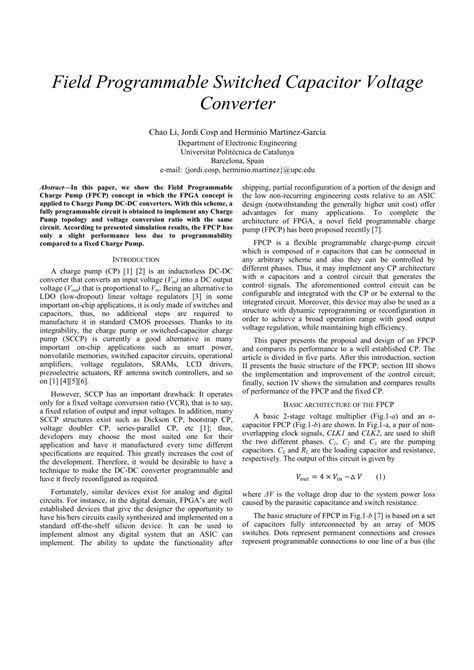 Pdf Field Programmable Switched Capacitor Voltage Converter