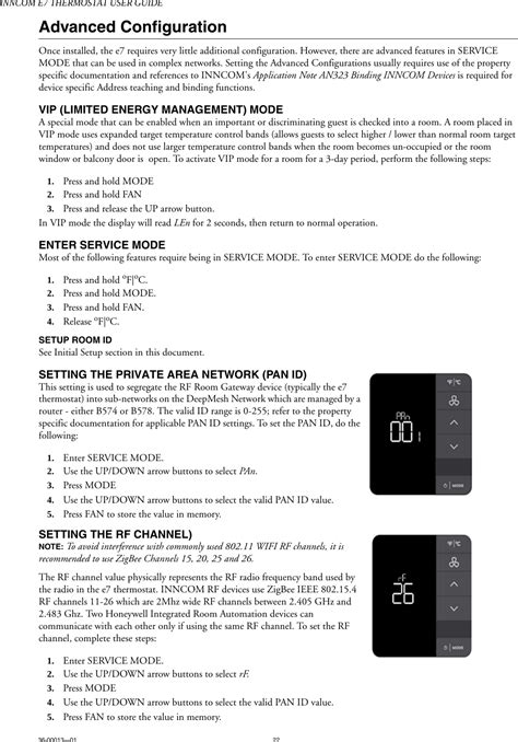 Honeywell 201528100 E7 Thermostat User Manual