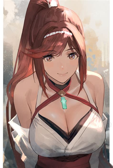 Hentai Busty Girl Alluring Bare Shoulders Big Breasts Breast Focus Breasts Chest Jewel