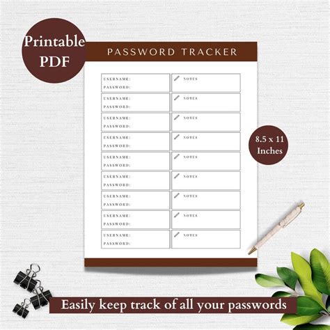 Password Tracker Printable Printable Password Tracker Password Keeper Password Organizer