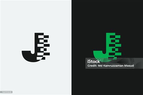 J 문자 상징적 인 변형 모양 벡터 로고 디자인입니다 창조적 인 브랜드 로고 그림입니다 J 타이포그래피 추상 텍스트 벡터 디자인 개념에 대한 스톡 벡터 아트 및 기타 이미지