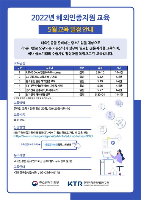 2022년 해외인증지원 교육 5월 교육 일정 안내 기관별 교육·행사알림마당 의료기기산업정보 종합정보시스템