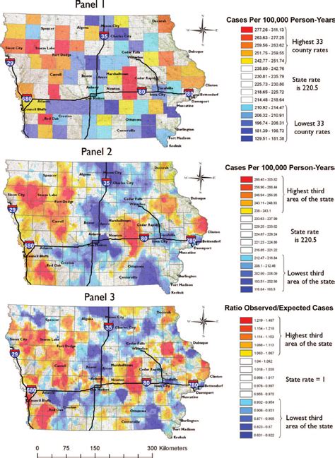Three Maps Of Colorectal Cancer Crc Incidence In Iowa 20002005