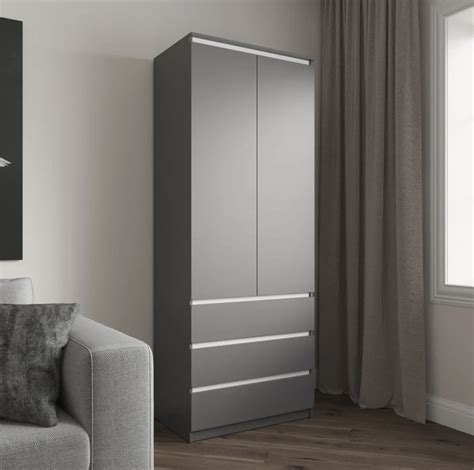 Шафа для одягу на три висувні шухляди з полицями фасади без ручок шафа в кімнату шафа у