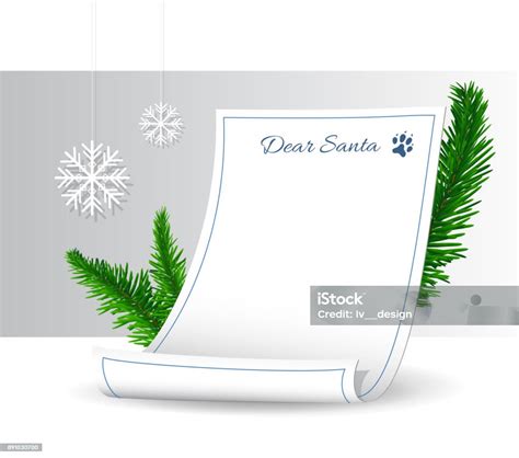 무성 한 가문비나무 지점과 눈송이 산타 클로스에 게 편지 크리스마스와 새 해의 상징입니다 벡터 일러스트 레이 션 산타 클로스에 대한 스톡 벡터 아트 및 기타 이미지 Istock