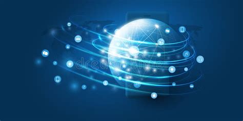 Abstract Blue Modern Style Cloud Computing Networks Global