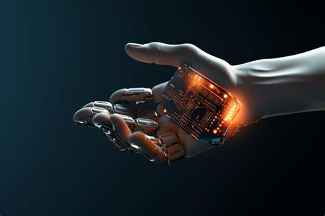 Premium Photo Robot Hand Holding A Microchip Representing Generative Ai