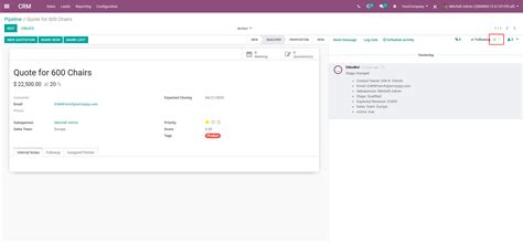 alarm menu is not found in the chatter · issue 49167 · odoo odoo · github