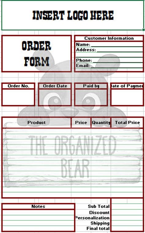 Printable Invoice Business Invoice Excel Invoice Order Form Invoice