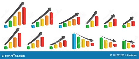 Set Of Charts With Arrow Up Vector Stock Illustration Illustration Of Vector Colored