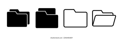 Folder Icon Set Illustration Folder Sign Stock Vector Royalty Free