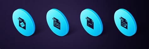 Set Isometric M3u File Document Svg Bmp And Msg Icon Vector Stock