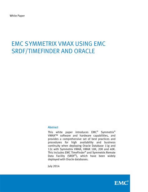Pdf Emc S Ymmetrix Vmax Using Emc Pdf Filewhite Paper Abstract This White Paper Introduces