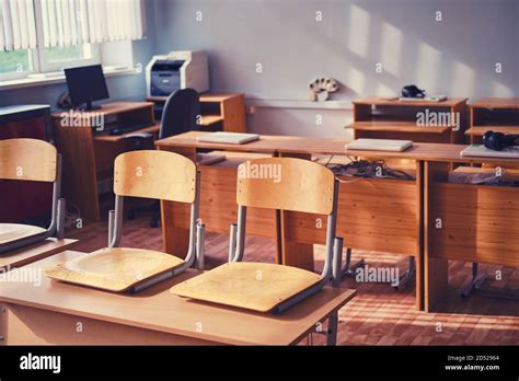 Closed Computer Class In An Old Abandoned Babe Stock Photo Alamy