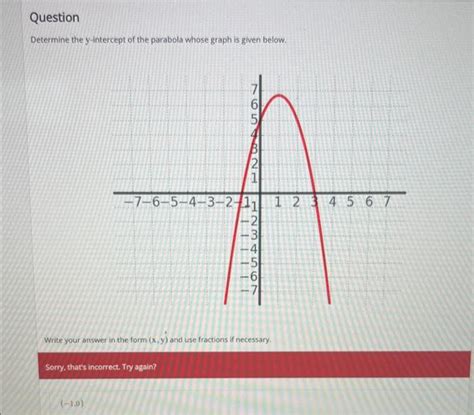 solved determine the y intercept of the parabola whose graph