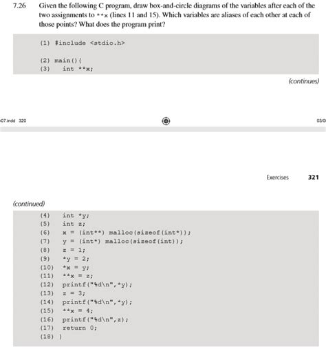 Solved 726 Given The Following C Program Draw