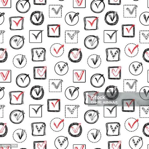 Vektor Checkmarks Dan Checkbox Pola Mulus Latar Belakang Simbol Centang