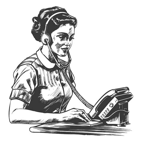 Vintage Switchboard Operator Diligently Connects Callers With A Smile Premium Ai Generated Vector