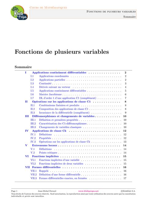 SOLUTION Cours Fonctions De Plusieurs Variables Analyse 3 Studypool