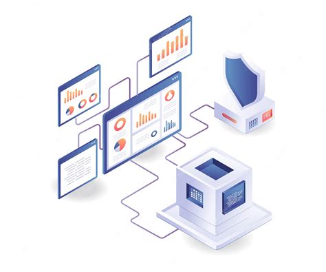 Premium Vector Monitor Data Security Analysis Server