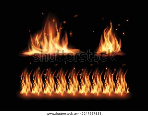 Collection Realistic Fire Flames Fire Flames Stock Vector Royalty Free