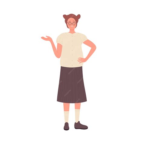Premium Vector Nerd Girl In Presenting Pose