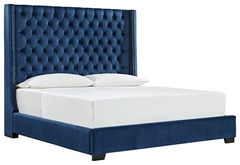 Bedroom Beds Dario King Bed In Blue Velvet At Istyle Furniture Store