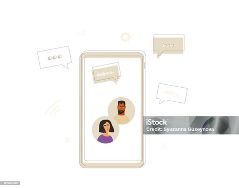 온라인 통화 소셜 미디어 네트워킹 앱 음성 및 영상 채팅 음성과 전화로 친구와 대화합니다 벡터 일러스트레이터 Brand Name Online Messaging