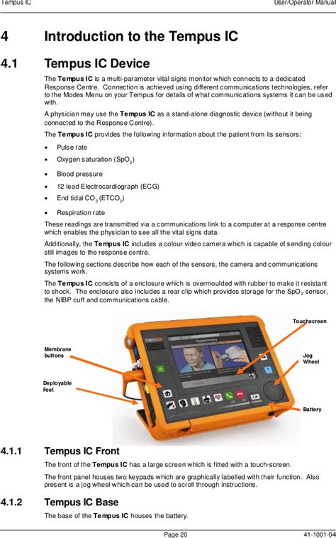 Remote Diagnostic Technologies Tempusic 1 Tempus Ic Patient Monitor