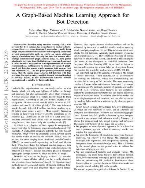 pdf a graph based machine learning approach for bot detection