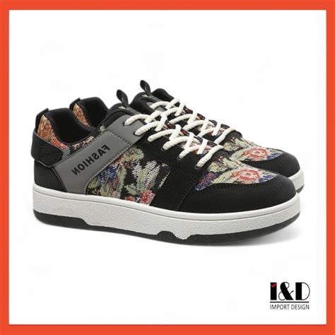 Jual IMPORT DESIGN Sepatu Sneakers Kasual Wanita Import Sneakers Wanita Hitam Fashion Import