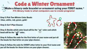 Winter Binary Name Bracelets Binary Ornaments Introduction To Binary Code