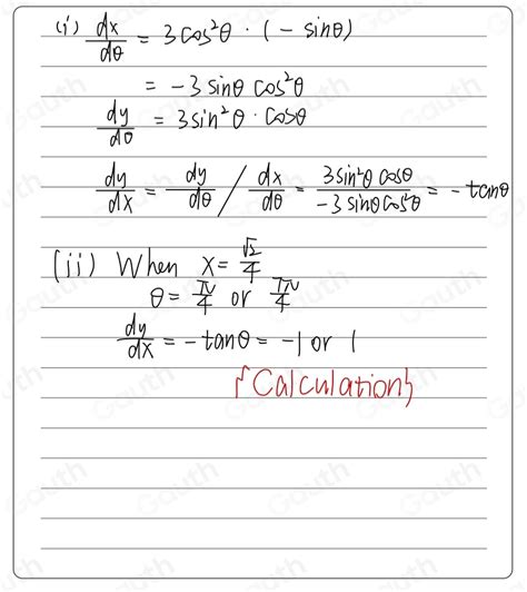 Solved Consider The Parametric Equations Of The Curve X Cos 3θ And Y Sin 3θ 0 I Find Dy D
