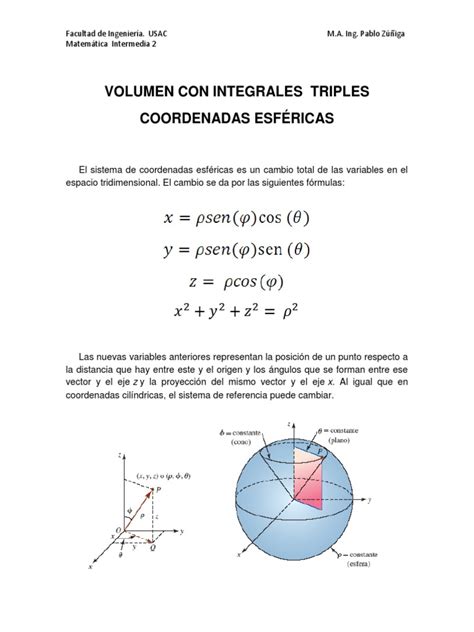 Coordenadas Esféricas Pdf Sistema Coordinado Esfera