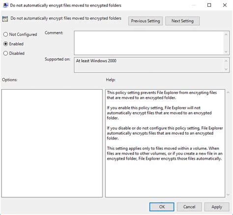 Do Not Automatically Encrypt Files Moved To Encrypted Folders In
