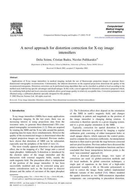 A Novel Approach For Distortion Correction For X Ray Image Intensifiers