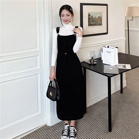 따뜻😊 고마워 멜빵원피스 롱원피스 골지원피스 니트원피스 점프수트 바디수트 점프슈트 수트 롱원피스 나시원피스 멜빵바지 멜빵치마 가을원피스 겨울원피스 스트링 밴딩원피스