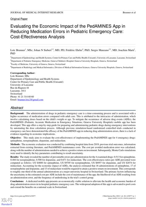 Pdf Evaluating The Economic Impact Of The Pedamines App In Reducing Medication Errors In
