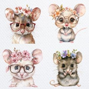 21 Boho Mouse Png Bundle Cute Cartoon Mous Watercolor Clipart For