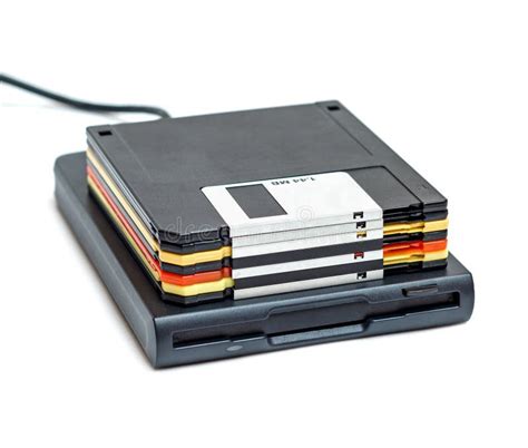 External Usb Floppy Disk Drive With Disks Isolated Stock Photo Image 35308194