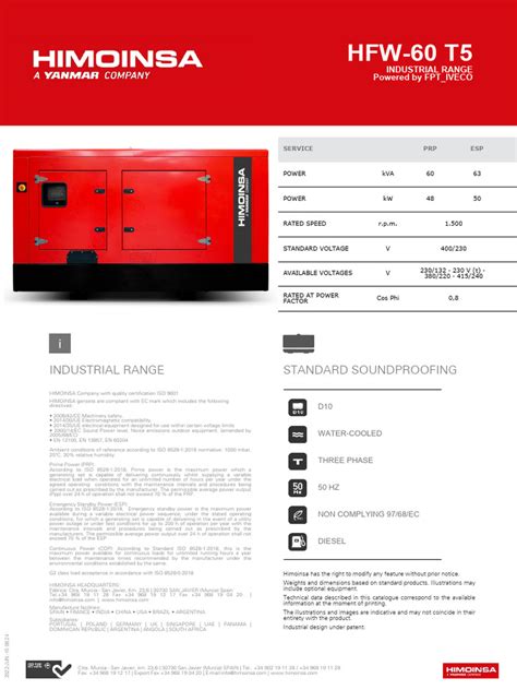 generator set data sheet hfw 60 t5 soundproof english pdf mains