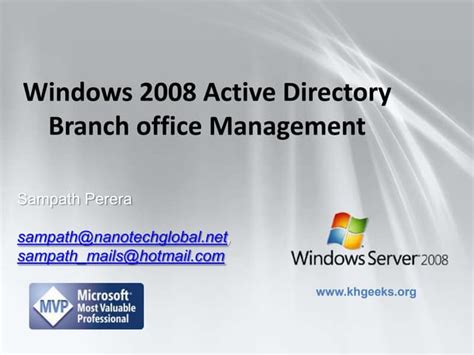 windows 2008 active directory branch office management mvp sampath